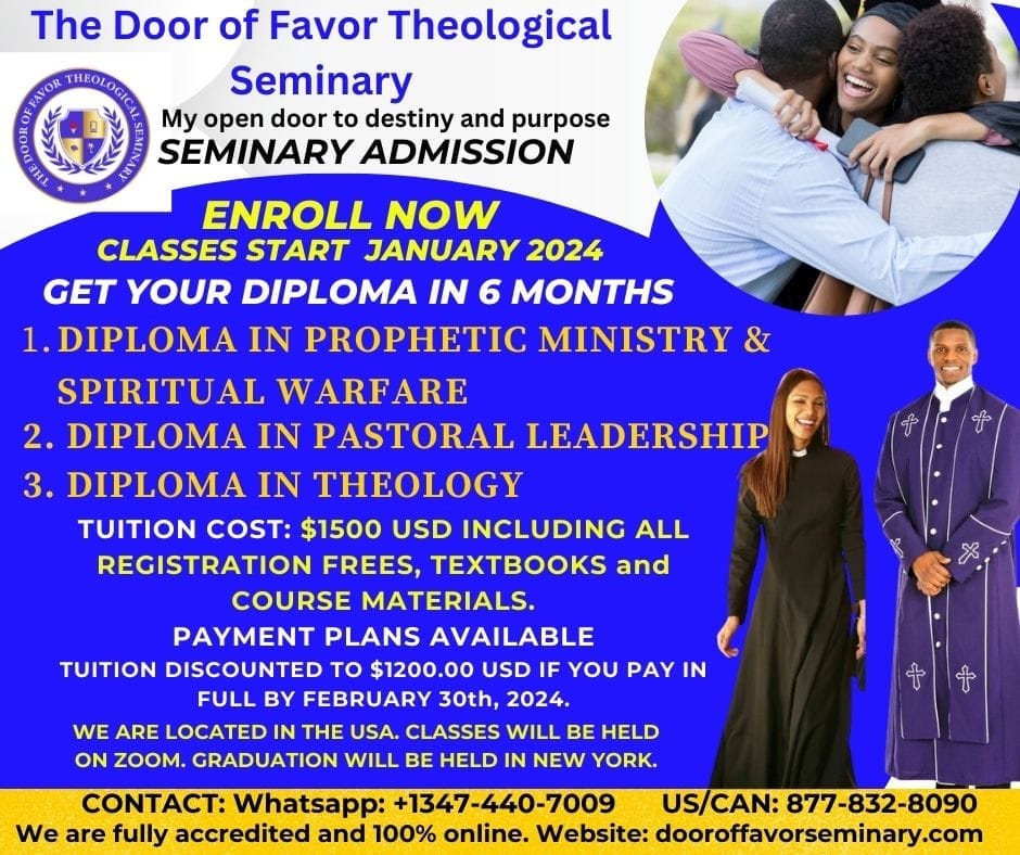 DIPLOMA PROGRAMS - THE DOOR OF FAVOR THEOLOGICAL SEMINARY